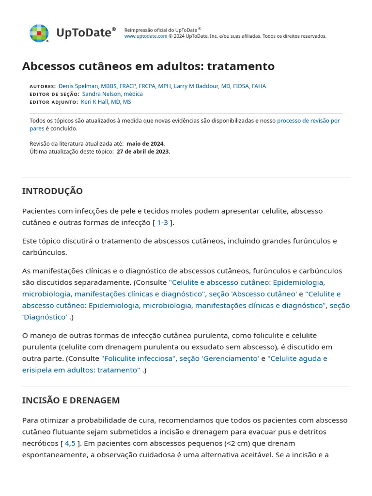 Skin Abscesses in Adults - Treatment - UpToDate | PDF