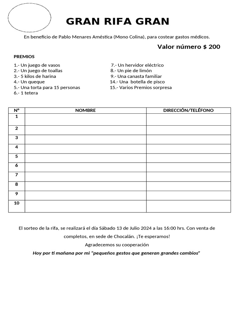 Rifa Plantilla | PDF