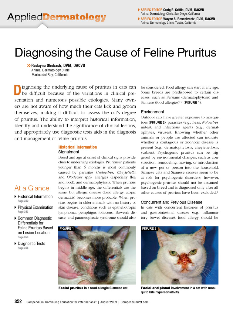 Applied Dermatology - Diagnosing The Cause of Feline Pruritus | PDF