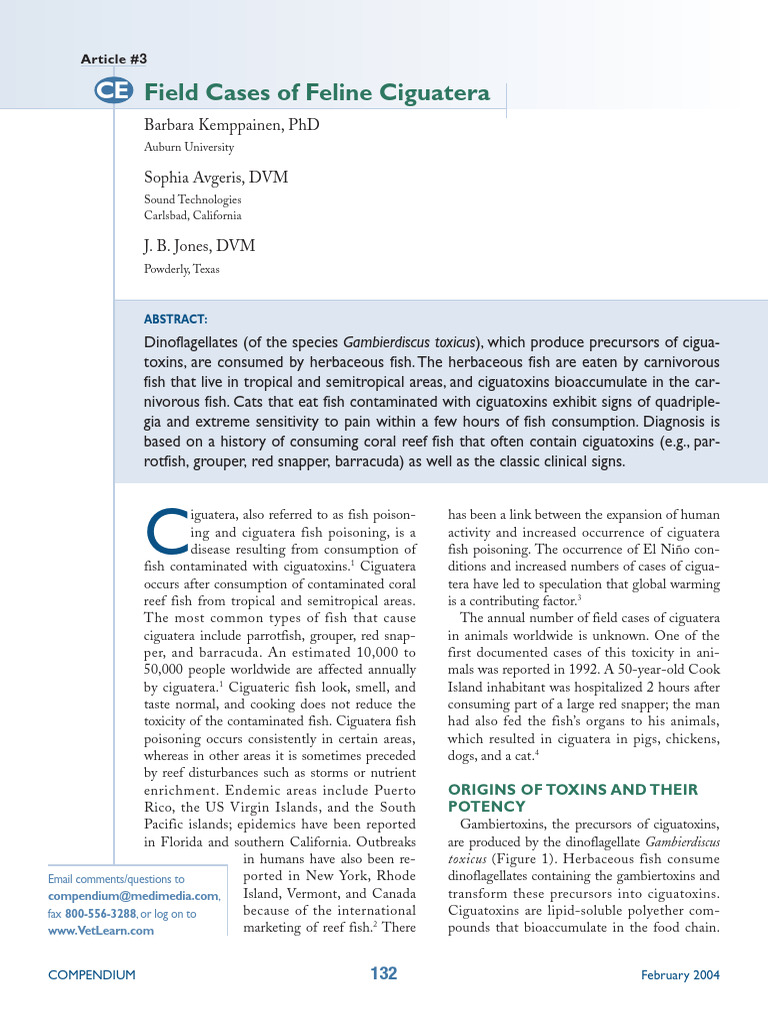 Field Cases of Feline Ciguatera | PDF