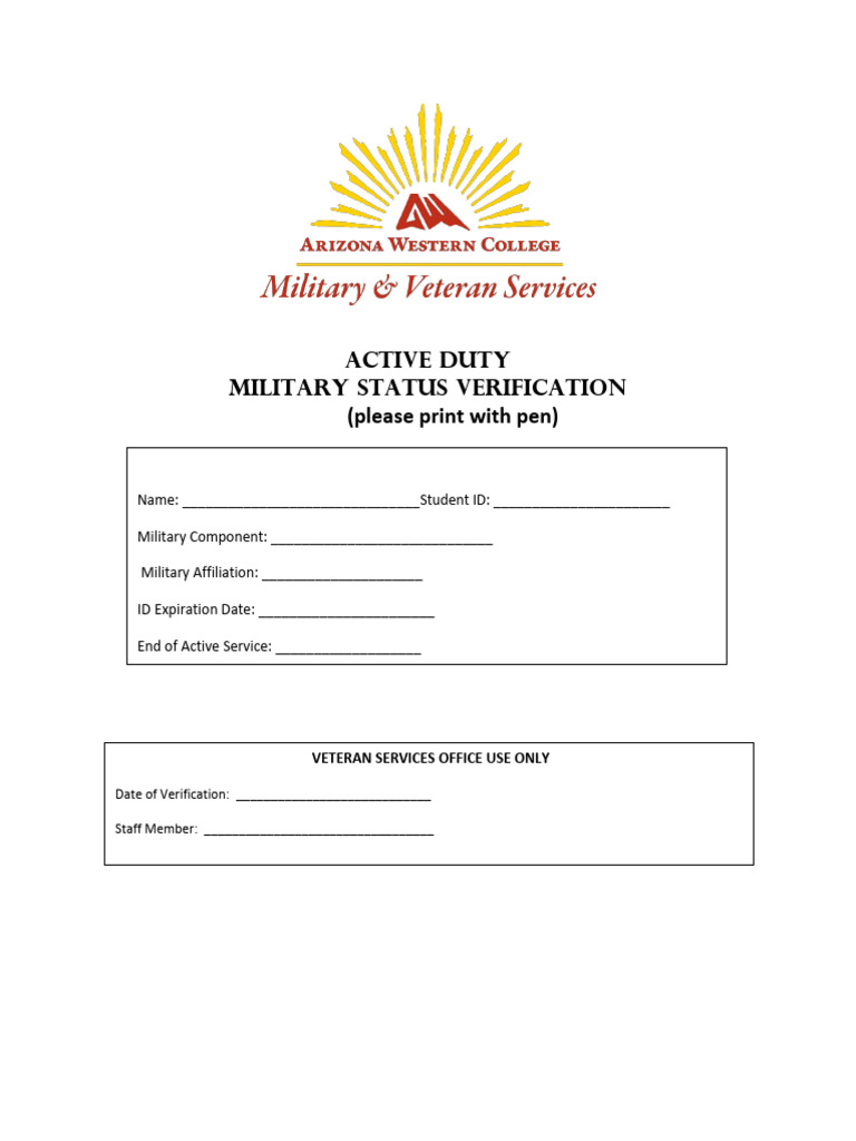Military Verification Form | PDF
