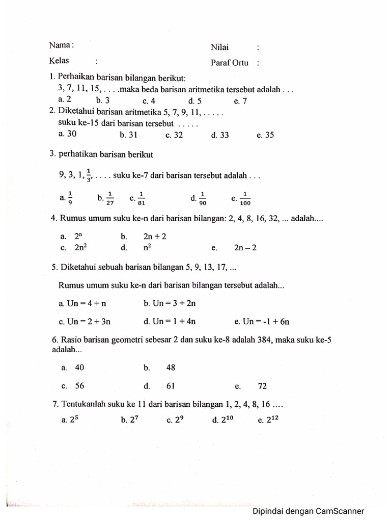 LKS Barisan & Deret | PDF
