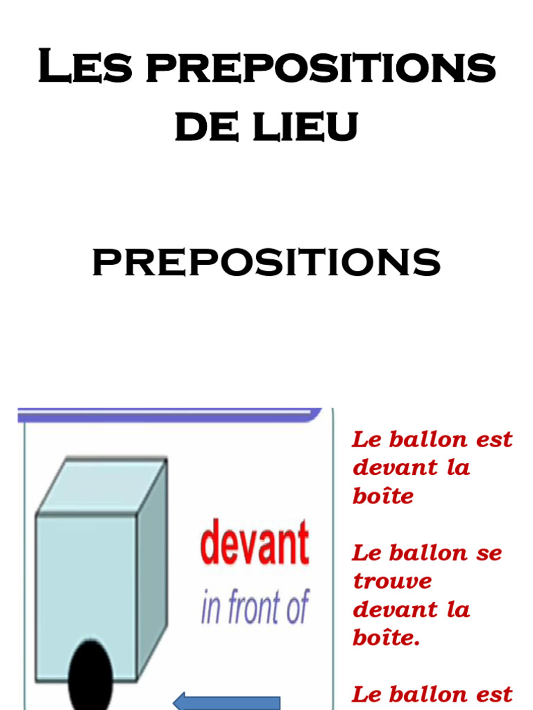 Les Prepositions de Lieu PPT Notes | PDF