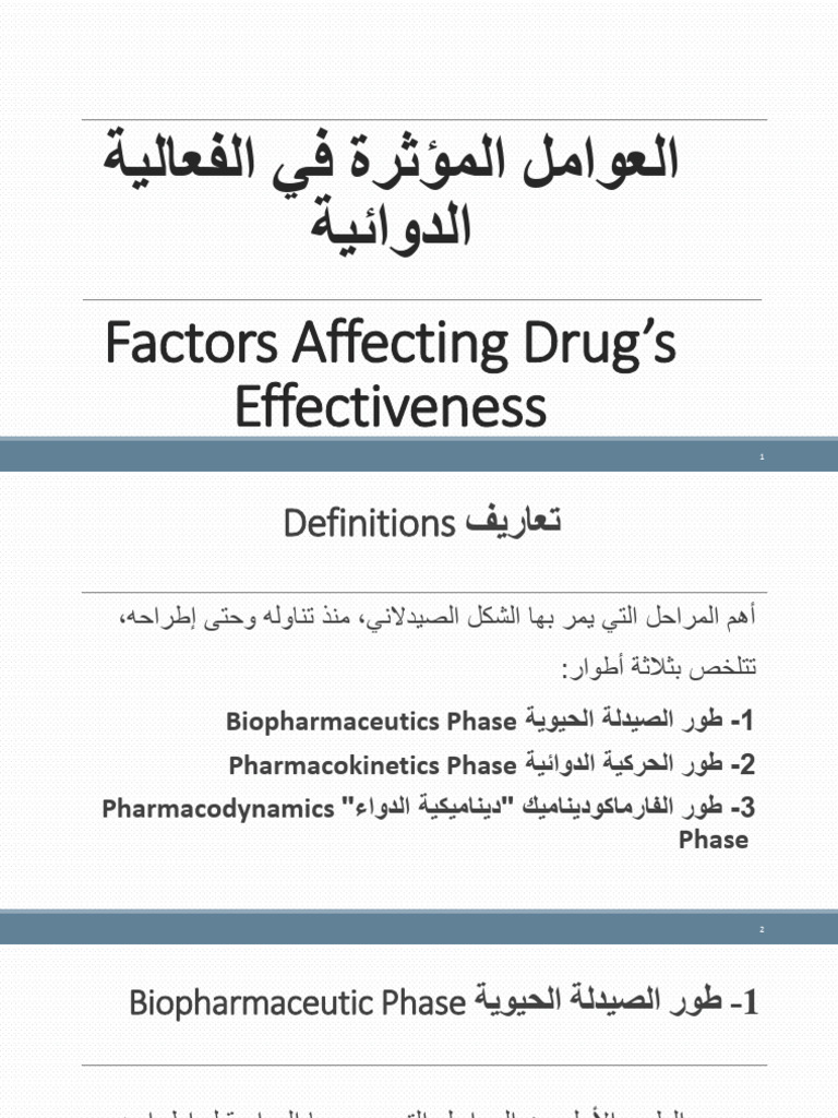 2-3 - Factors Affecting Drugs Effectiveness | PDF