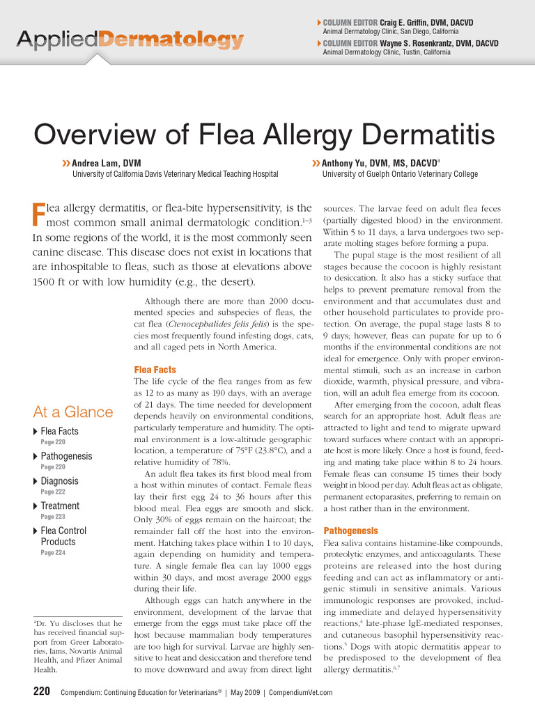 Applied Dermatology - Overview of Flea Allergy Dermatitis | PDF