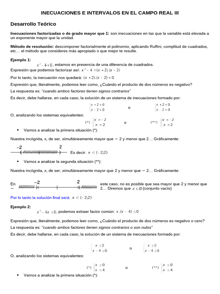 Inecuaciones e Intervalos 3 | PDF