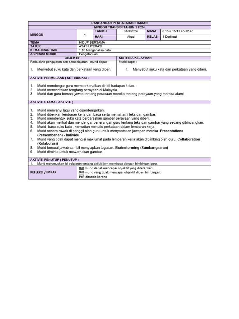 RPH Minggu 4 2024 | PDF