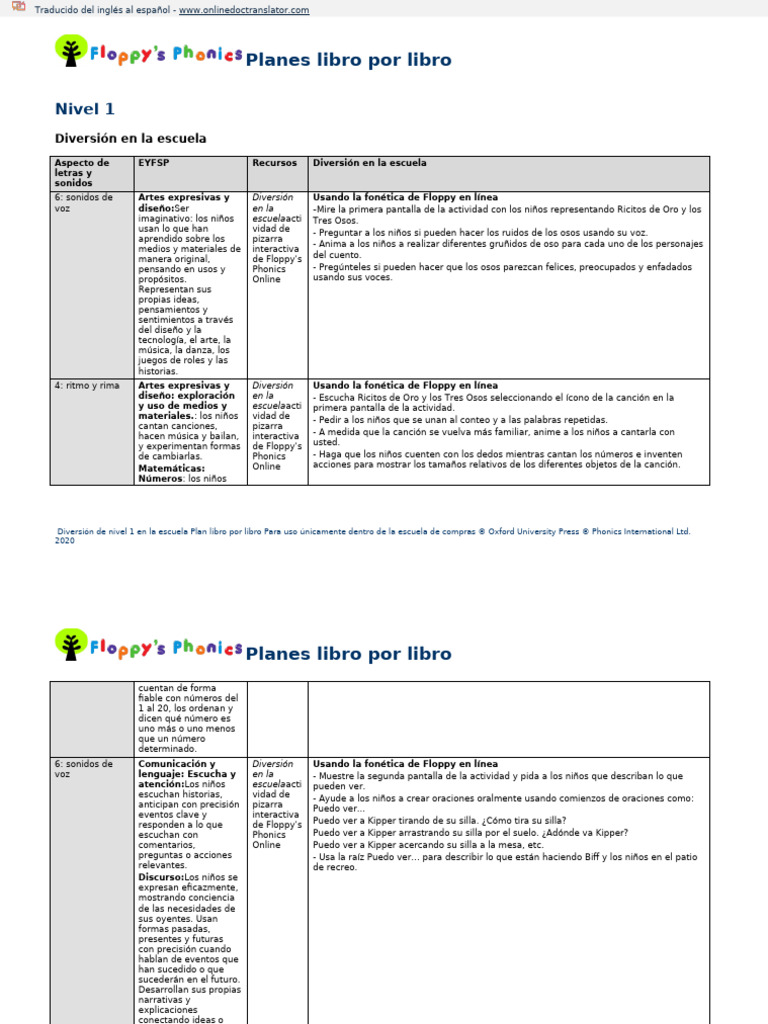 Fun at School Lesson Plan 3 Spanish | PDF
