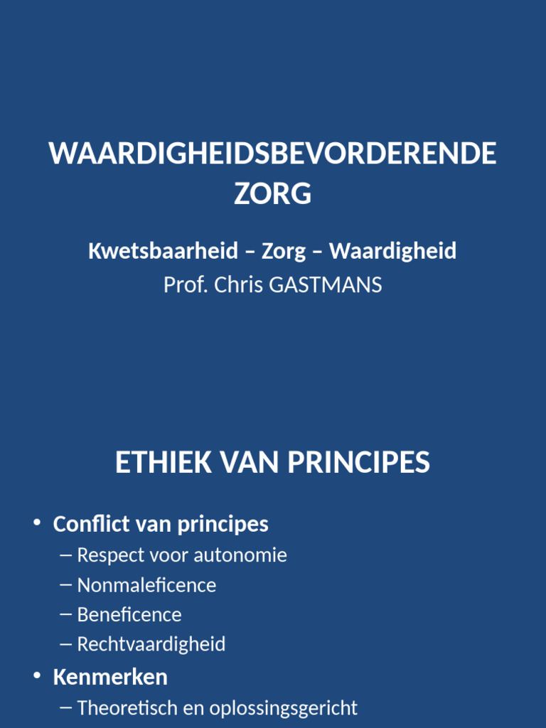 Waardigheidsbevorderende Zorg Hoorcollege | PDF