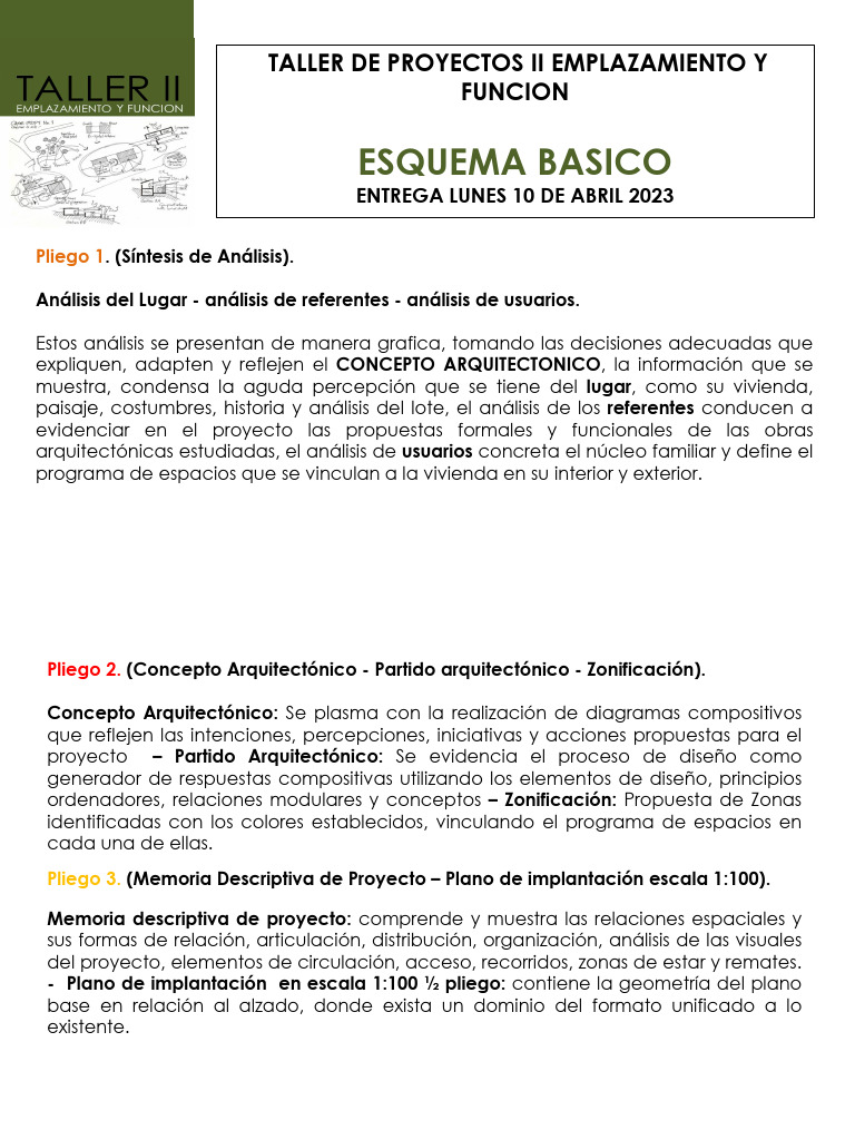 Enunciado Esquema Basico Taller Ii D Fup | PDF