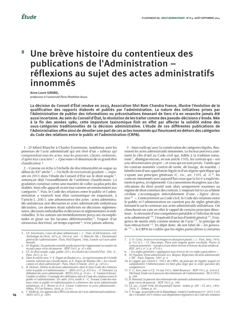 Une Brève Histoire Du Contentieux Des Publications de L'administration ...