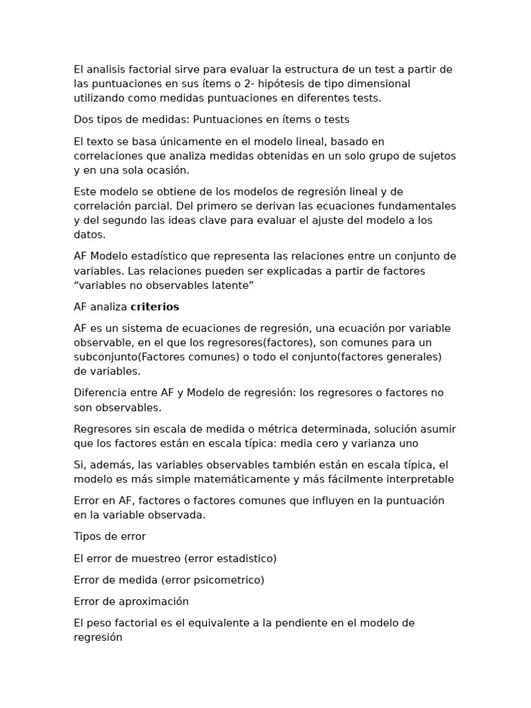 El Analisis Facotiral Sirve para Evaluar La Estructura de Un Test A ...