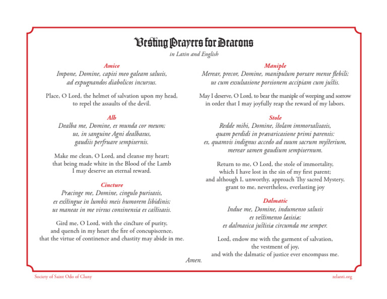Vesting Prayers Deacon Colour 1 | PDF