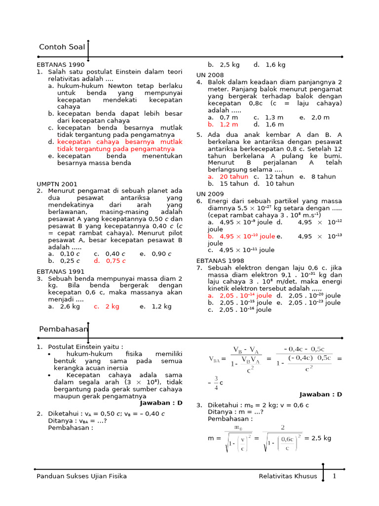 Bab 30 Relativitas Khusus | PDF