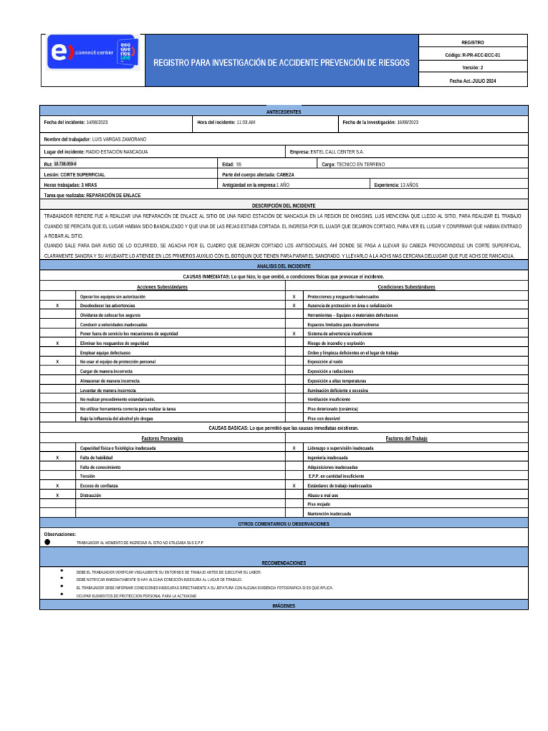 R-Pr-Acc-Ecc-01 Investigacion de Accidente | PDF