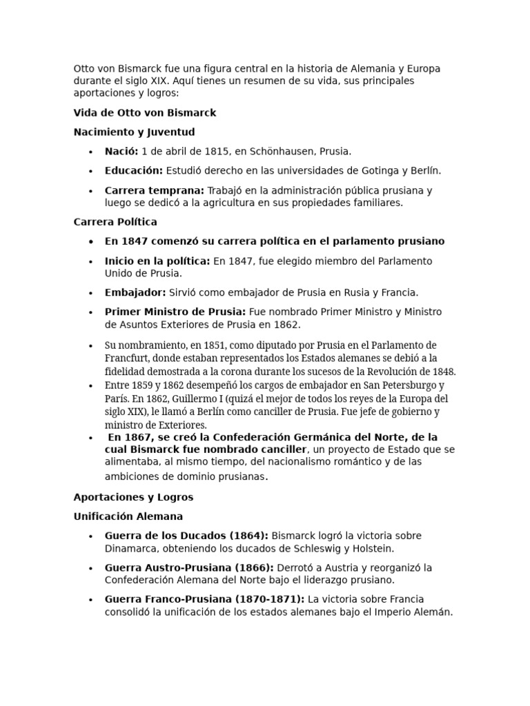 Otto Von Bismarck | PDF
