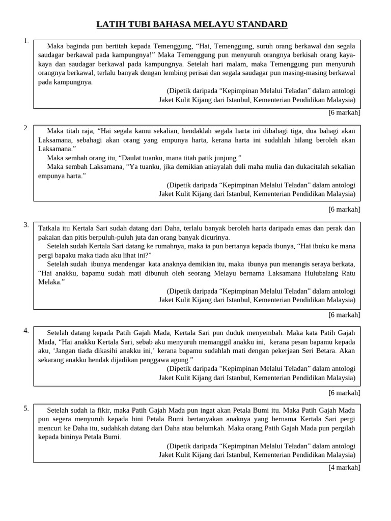 Latih Tubi Bahasa Standard | PDF