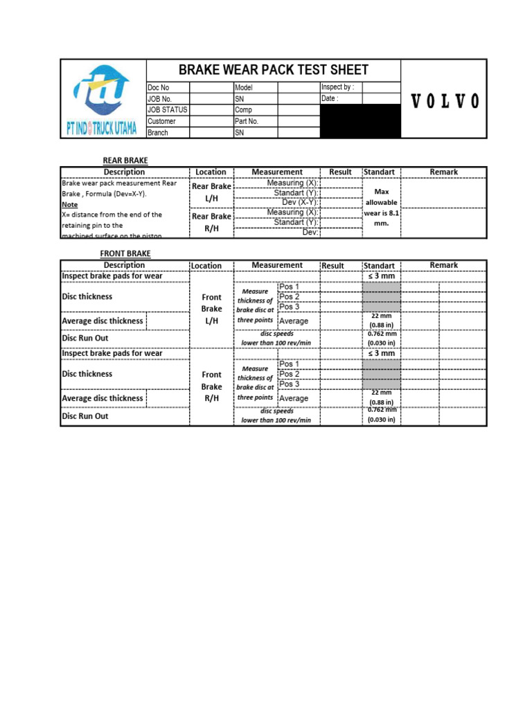 Brake Wear Test R100E | PDF