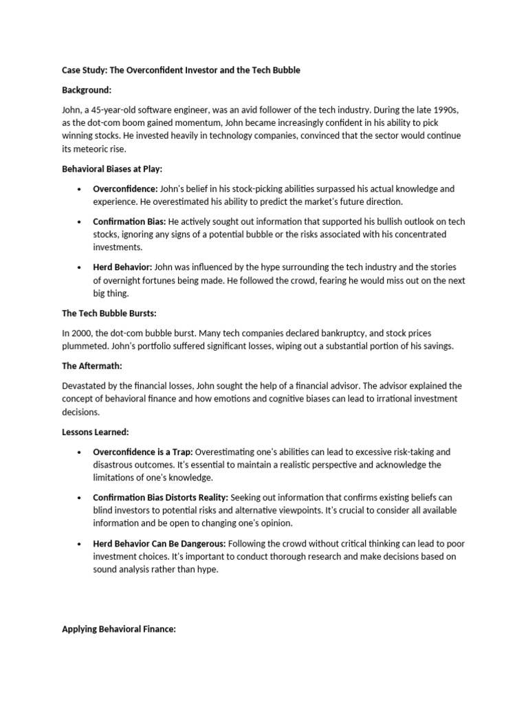CASE STUDY - Foundations of Behavioral Finance | PDF