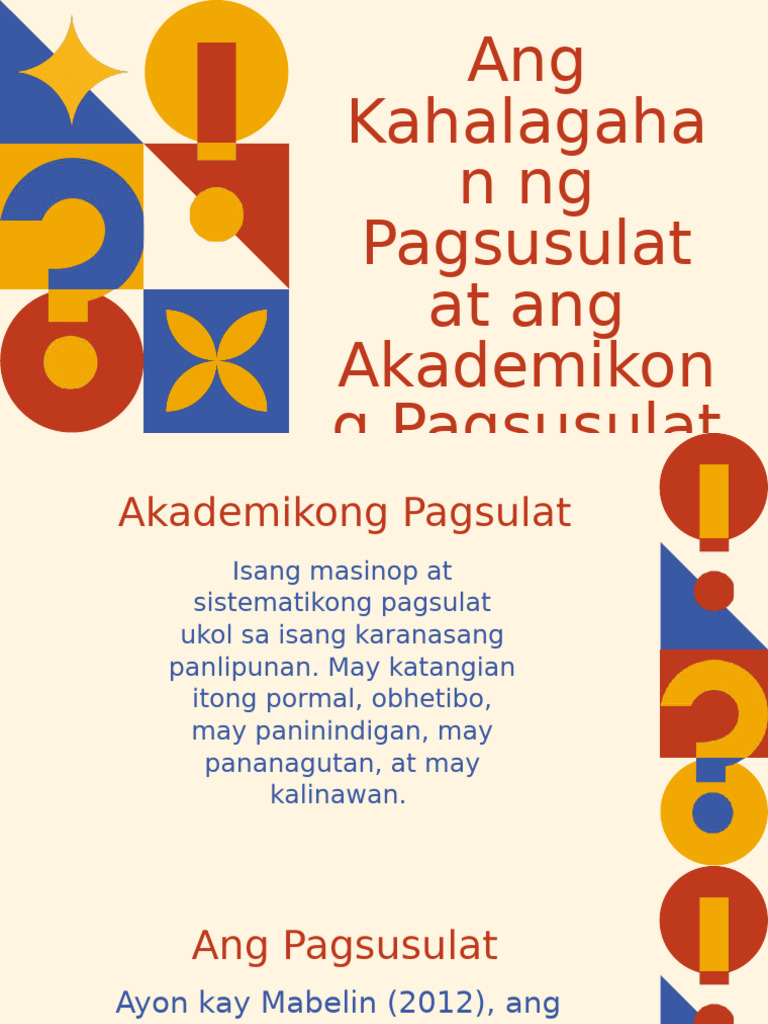 1 - Ang Kahalagahan NG Pagsusulat at Akademikong Pagsusulat | PDF