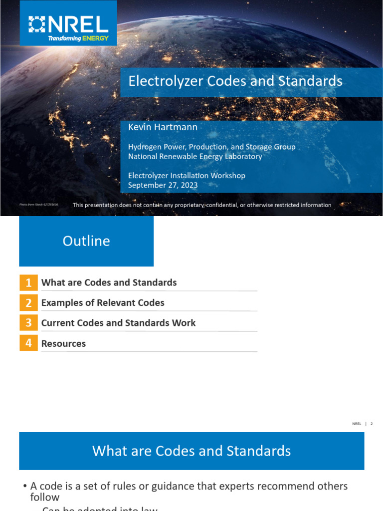 Electrolyzer Codes and Standards | PDF