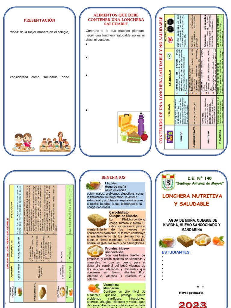 TRIPTICO Lonchera Saludable 4B | PDF
