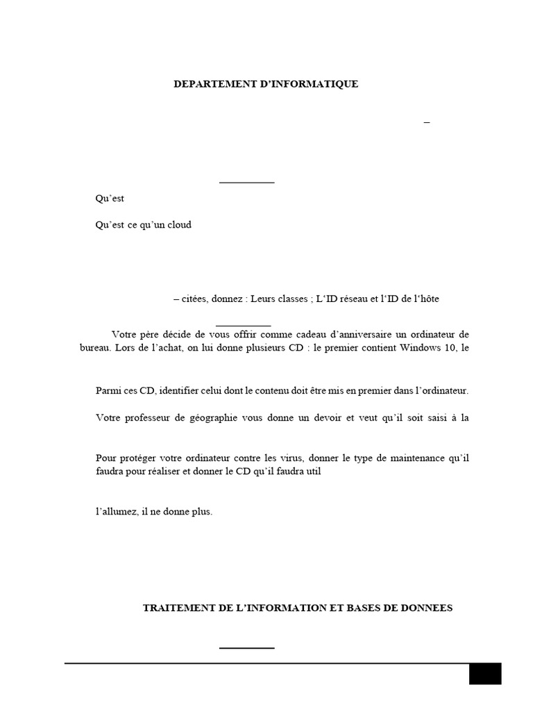 Epreuve INFO Tle A | PDF