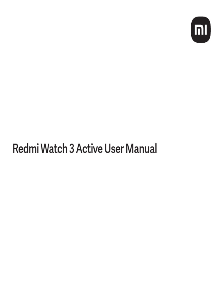 Redmi Watch 3 Active User Manual | PDF Redmi Watch 3 Active User Manual | PDF