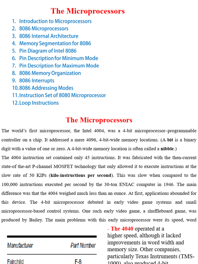 Insutraction To Microprocessors | PDF | Central Processing Unit ...