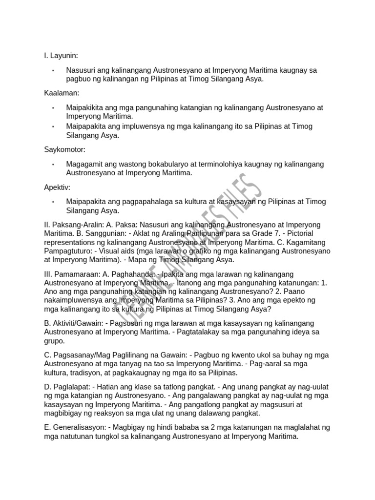 Nasusuri Ang Kalinangang Austronesyano at Imperyong Maritima Kaugnay Sa ...