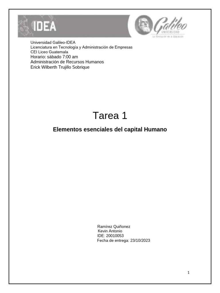 Tarea Cap 1 RRHH | PDF