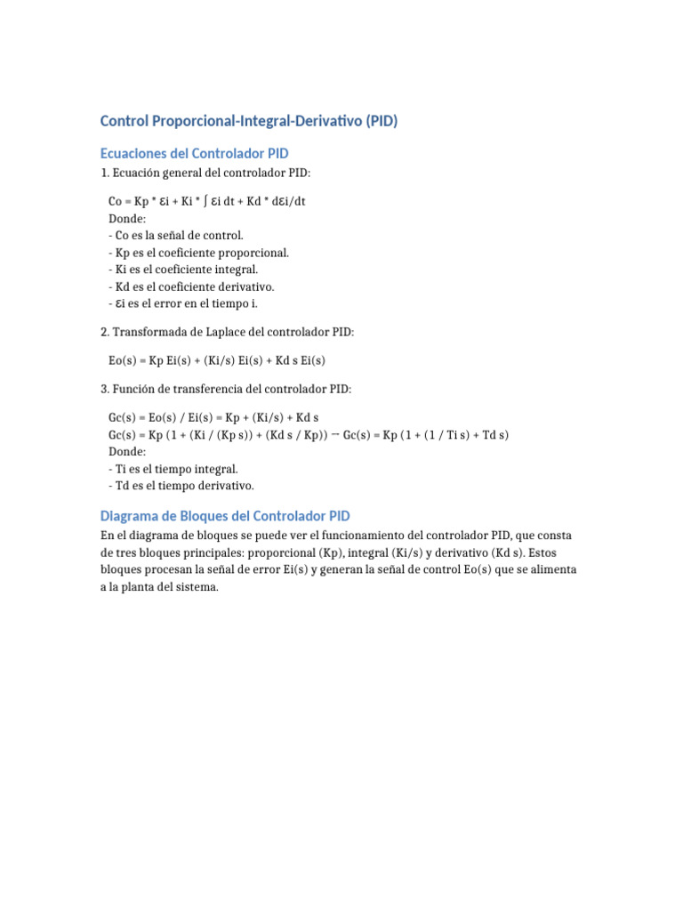 Control PID Explicacion Con Figura | PDF