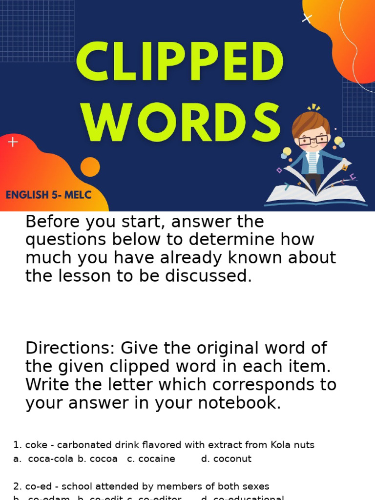 Clipped Words Grade 5 | PDF