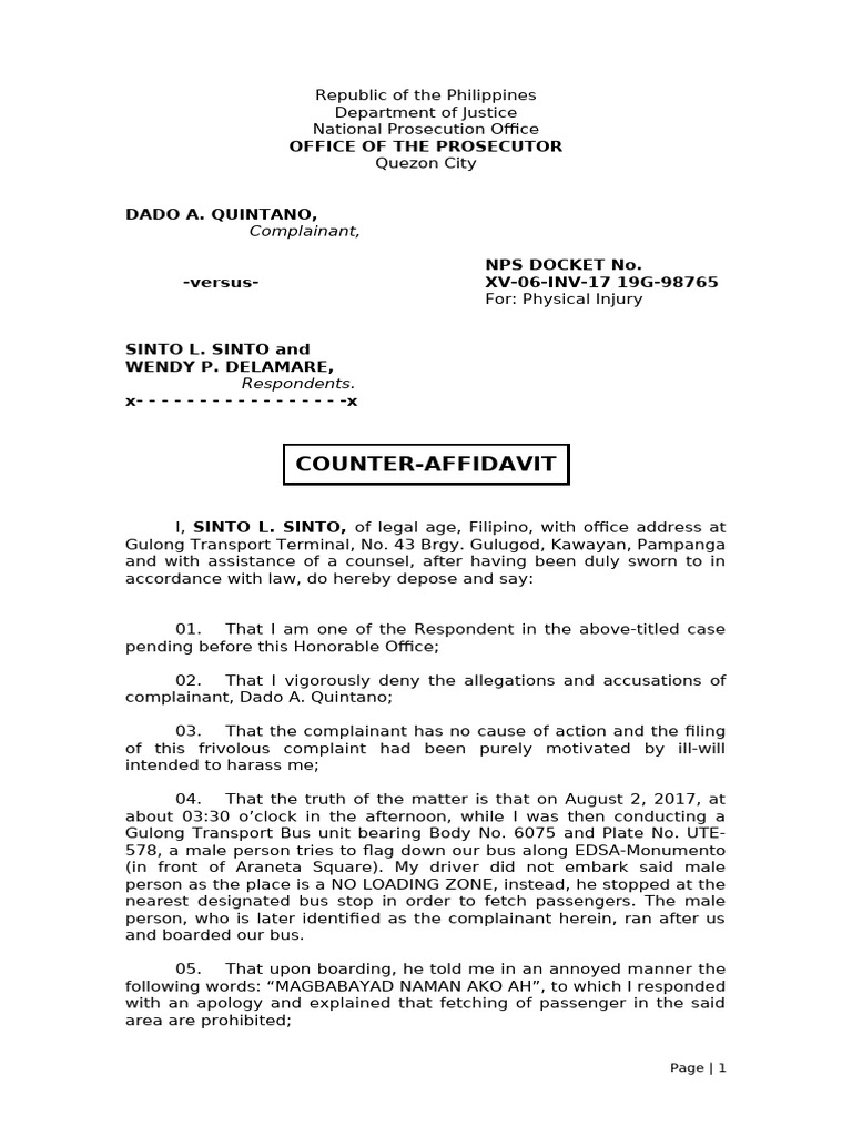 COunter Affidavit | PDF COunter Affidavit | PDF