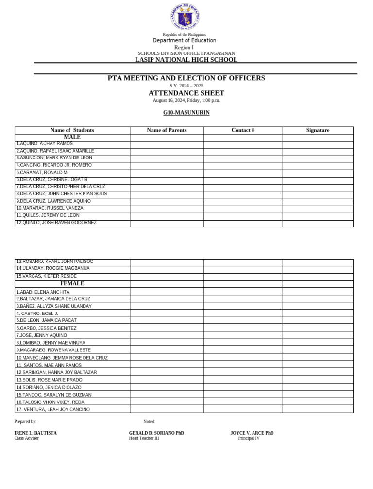PTA-ATTENDANCE-SHEET | PDF