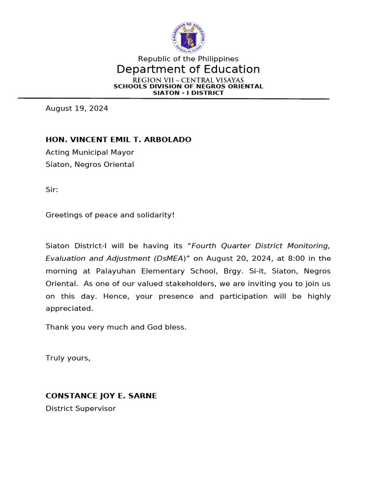 Invitation Letter For Stakeholder | PDF Invitation Letter For Stakeholder | PDF