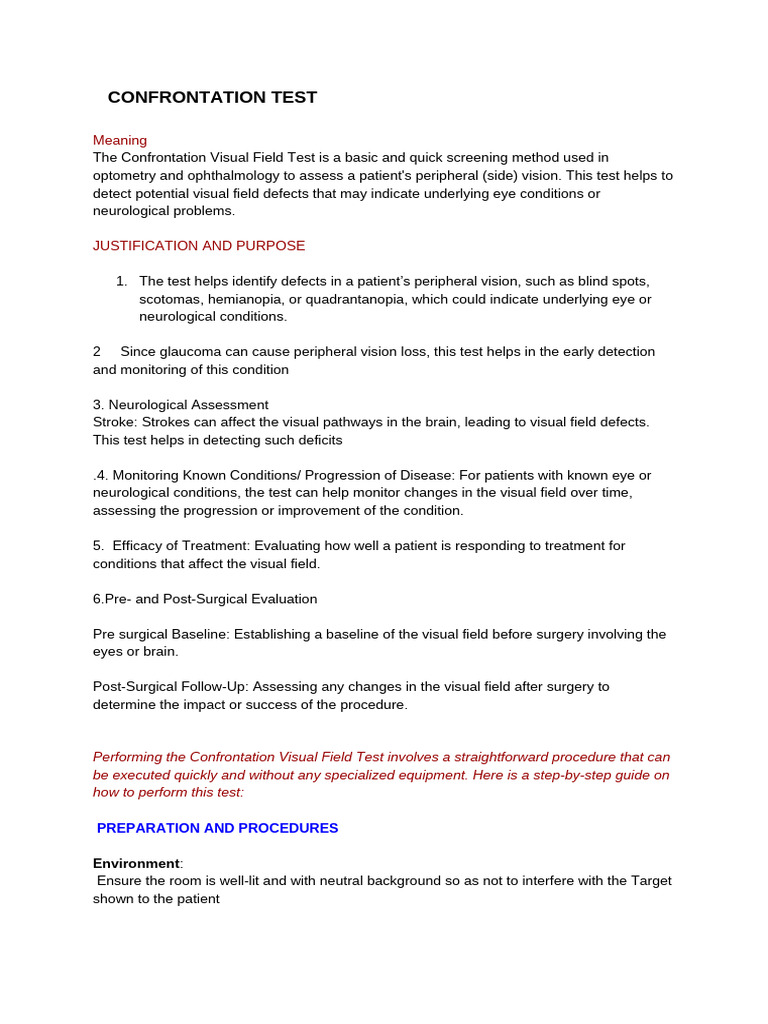 Confrontation Test | PDF