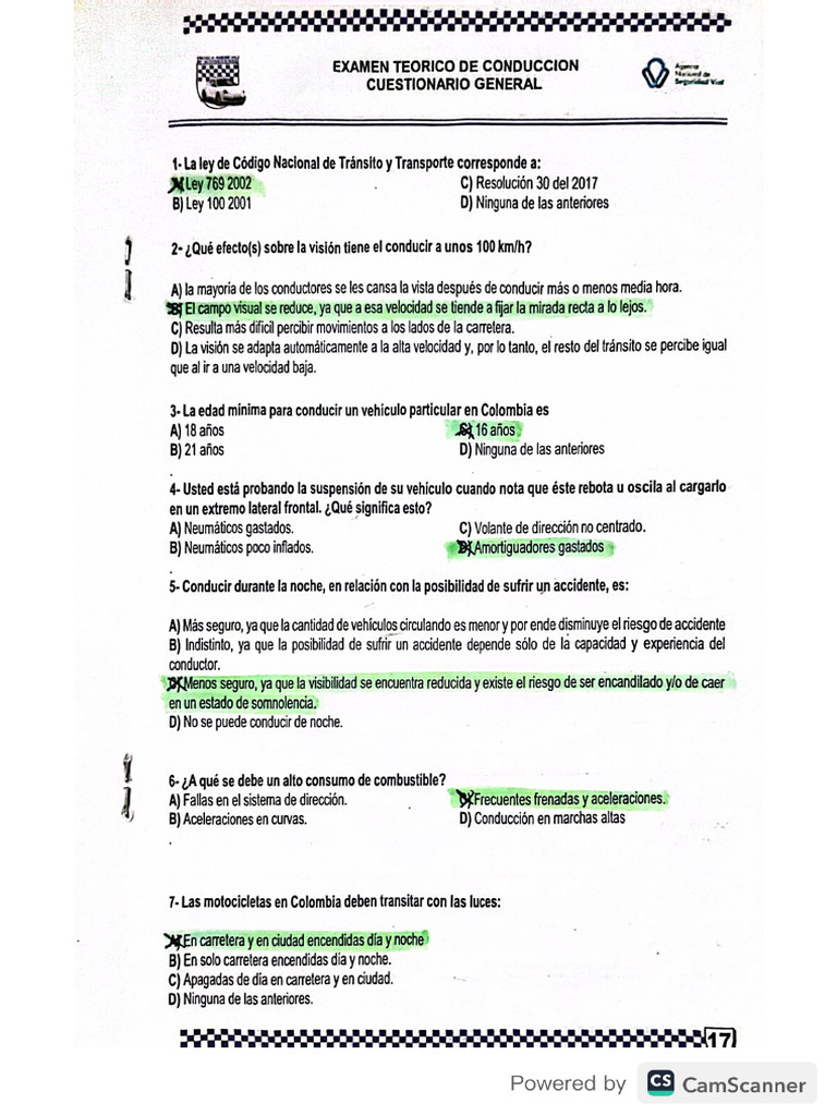 Examen Teórico Condu | PDF