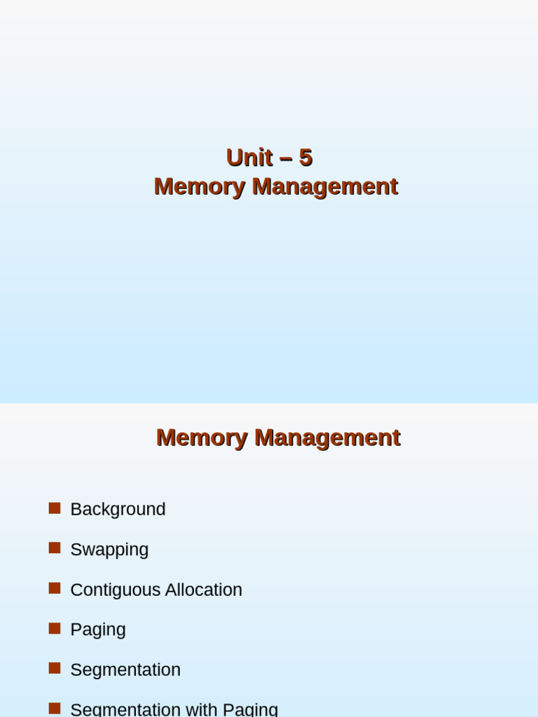 Unit 5memory Management | PDF