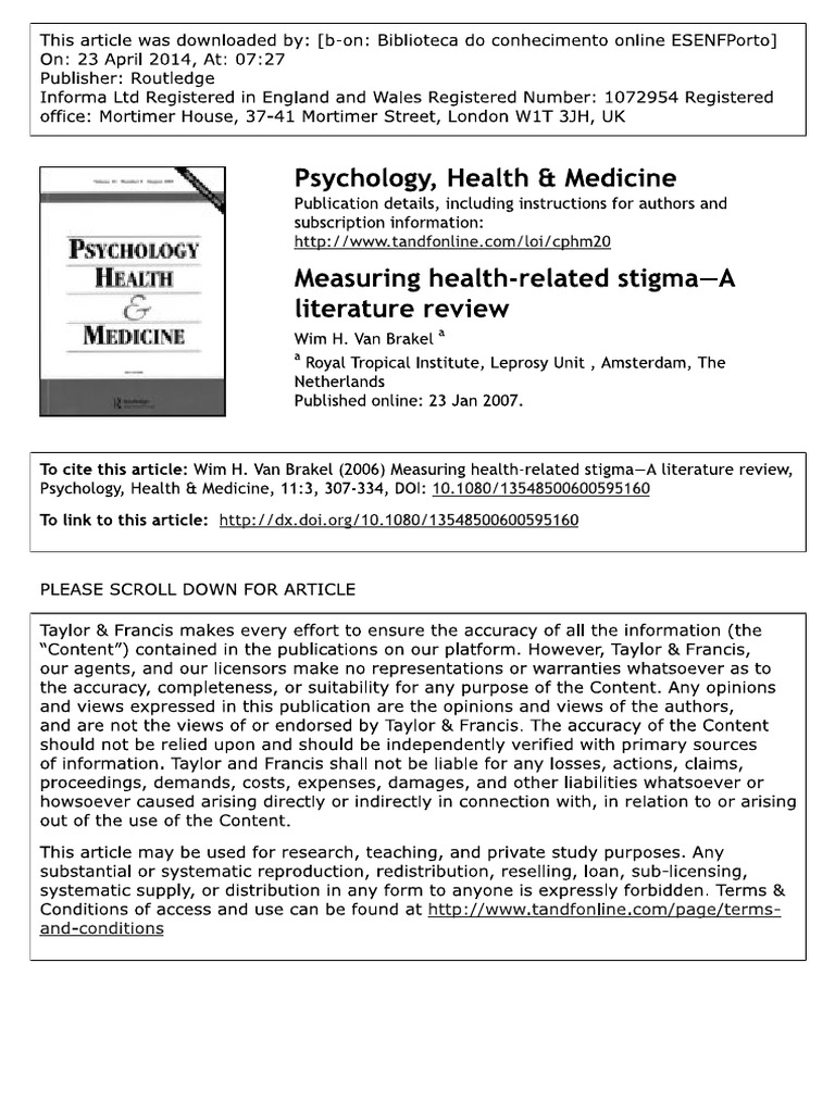 Measuring Health-Related Stigma A Liter.. | PDF