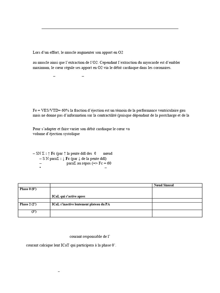8b p2 Ue13 Cours 9 Le Débit Cardiaque Et Ses Déterminants Fiche | PDF