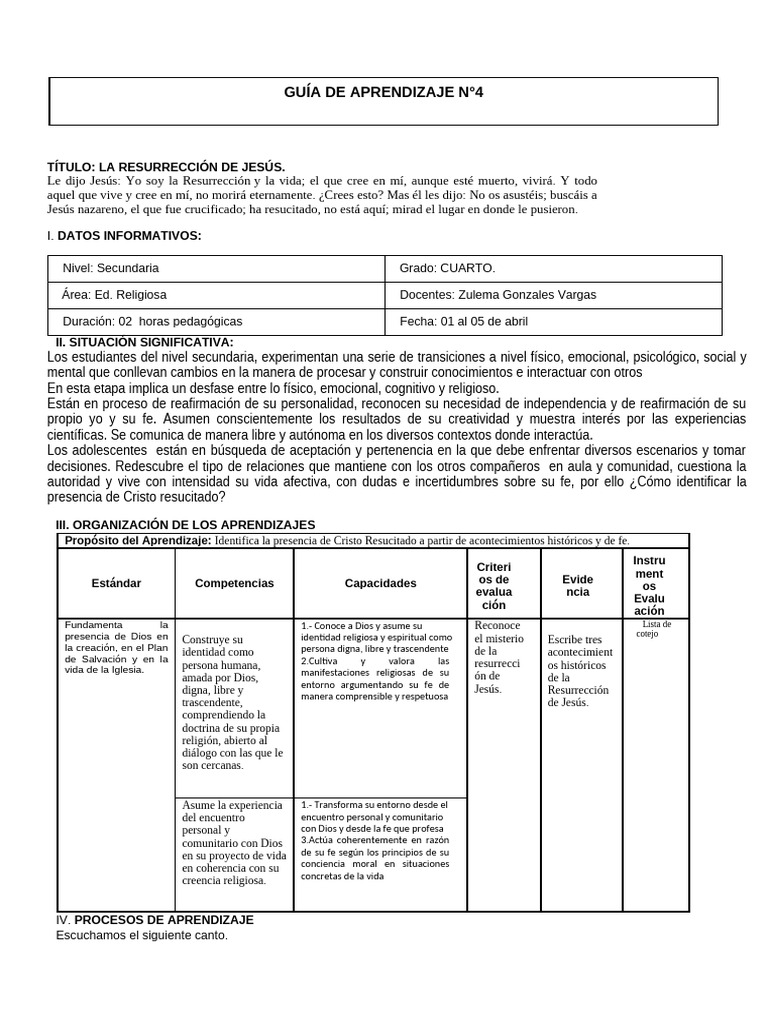 Guia - N 1 - Cuarto | PDF