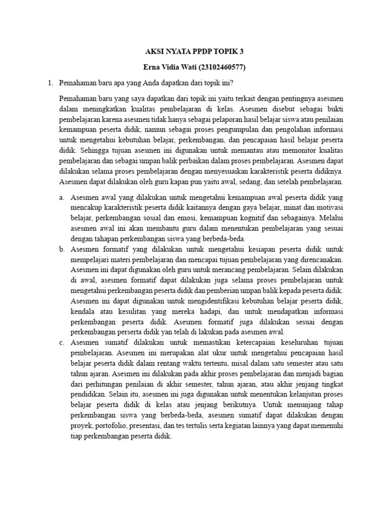 AKSI NYATA PPDP TOPIK 3 - Erna Vidia Wati | PDF