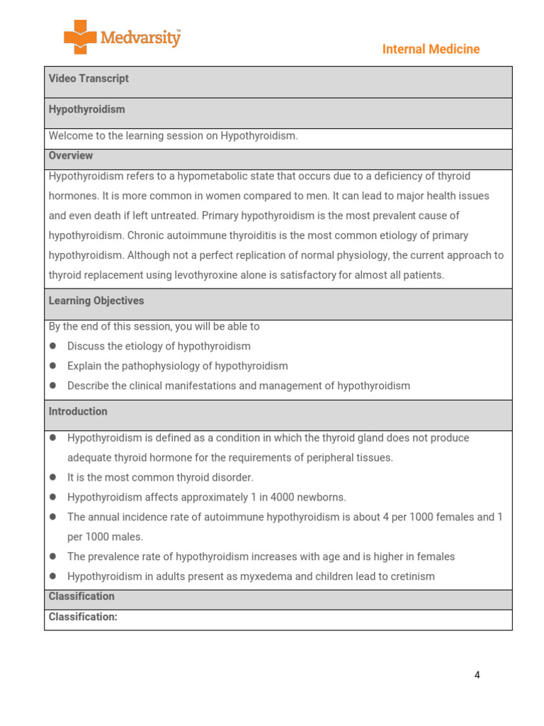 Hypo Thyroid Is M | PDF
