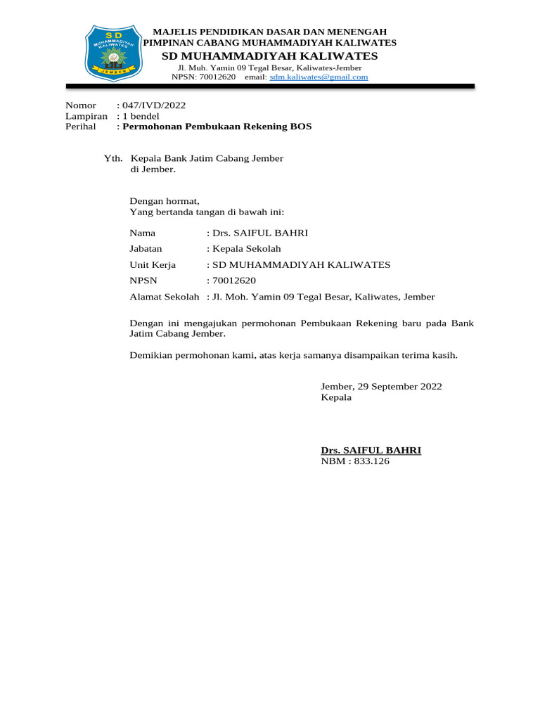 0zz. Form Surat Permohonan Bank JATIM | PDF