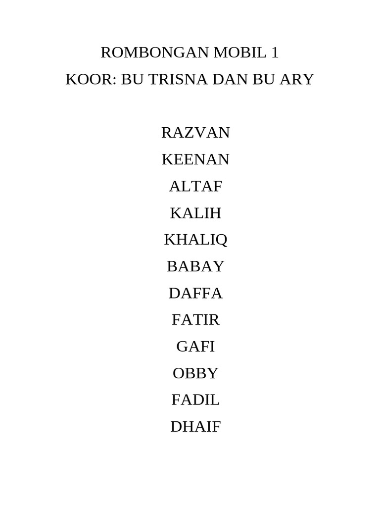 Rombongan Mobil 1 | PDF