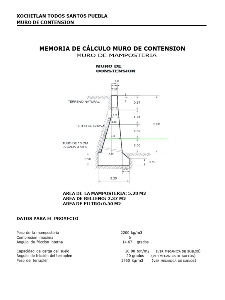 Calculo Muro de Contension | PDF
