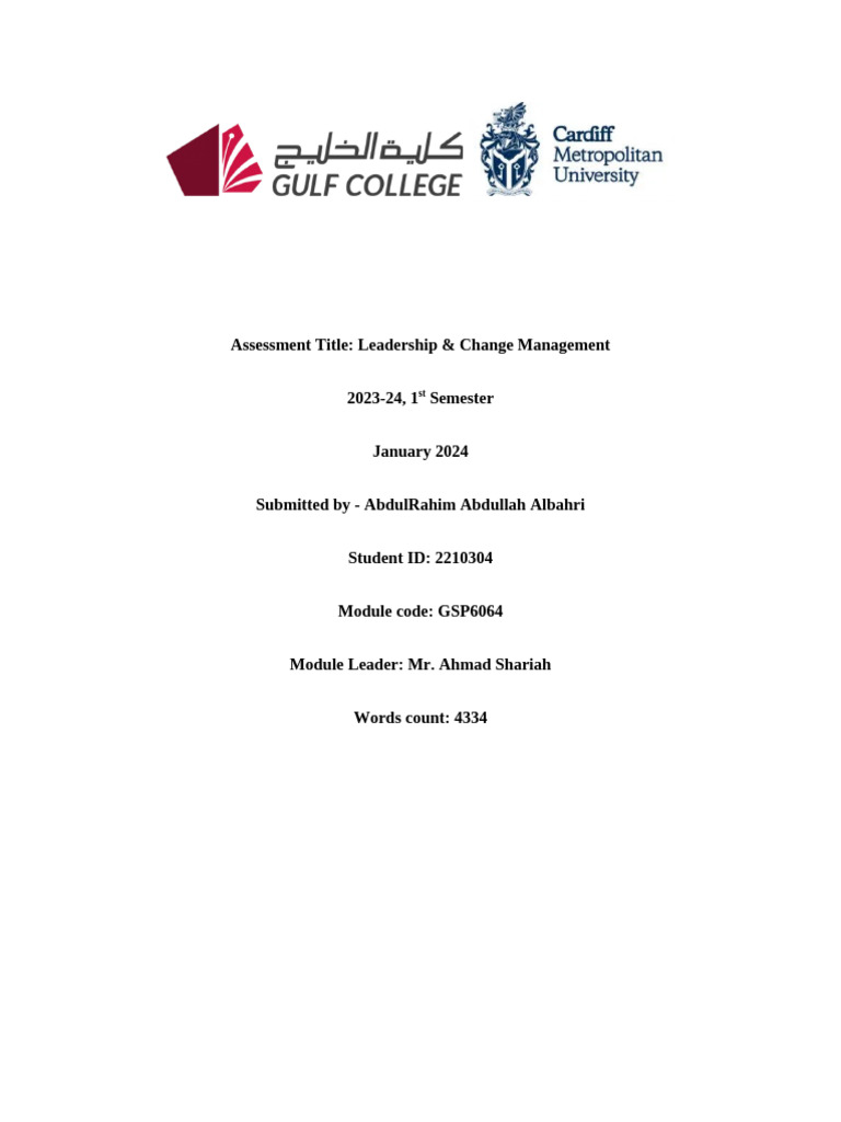 Assessment Title - Leadership & Change Management | PDF