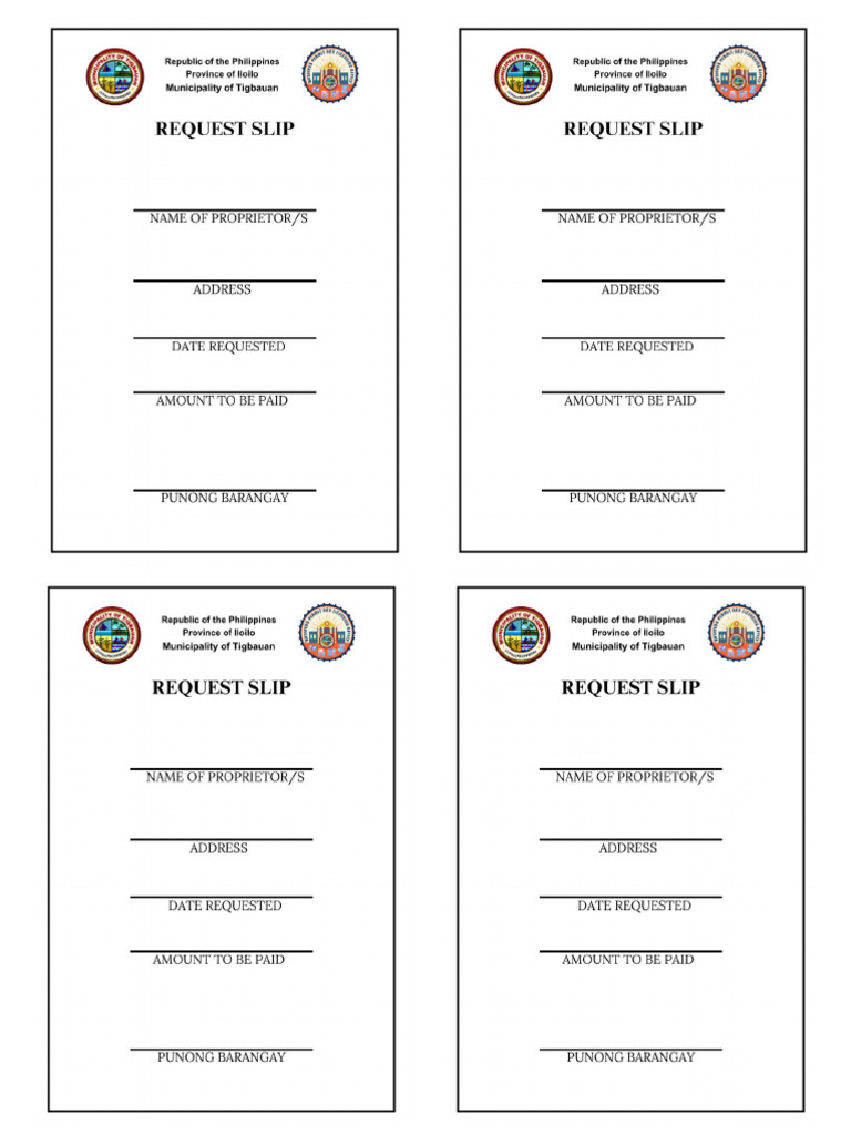 Request Slip With Amount For Barangays | PDF