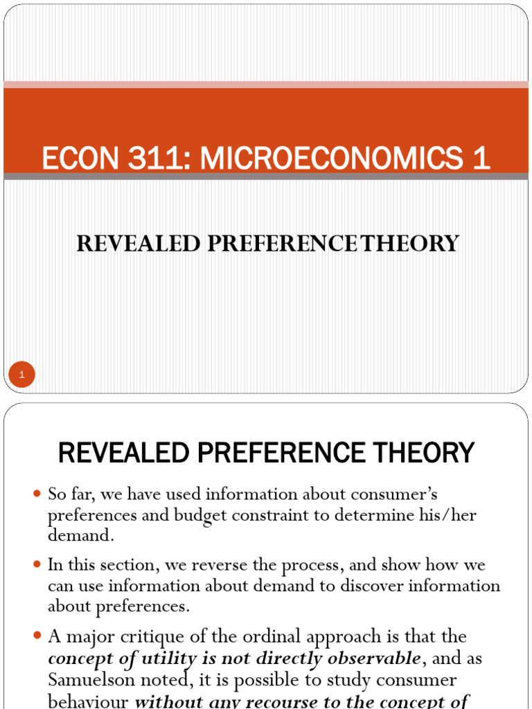 Lecture 5 Revealed Preference | PDF
